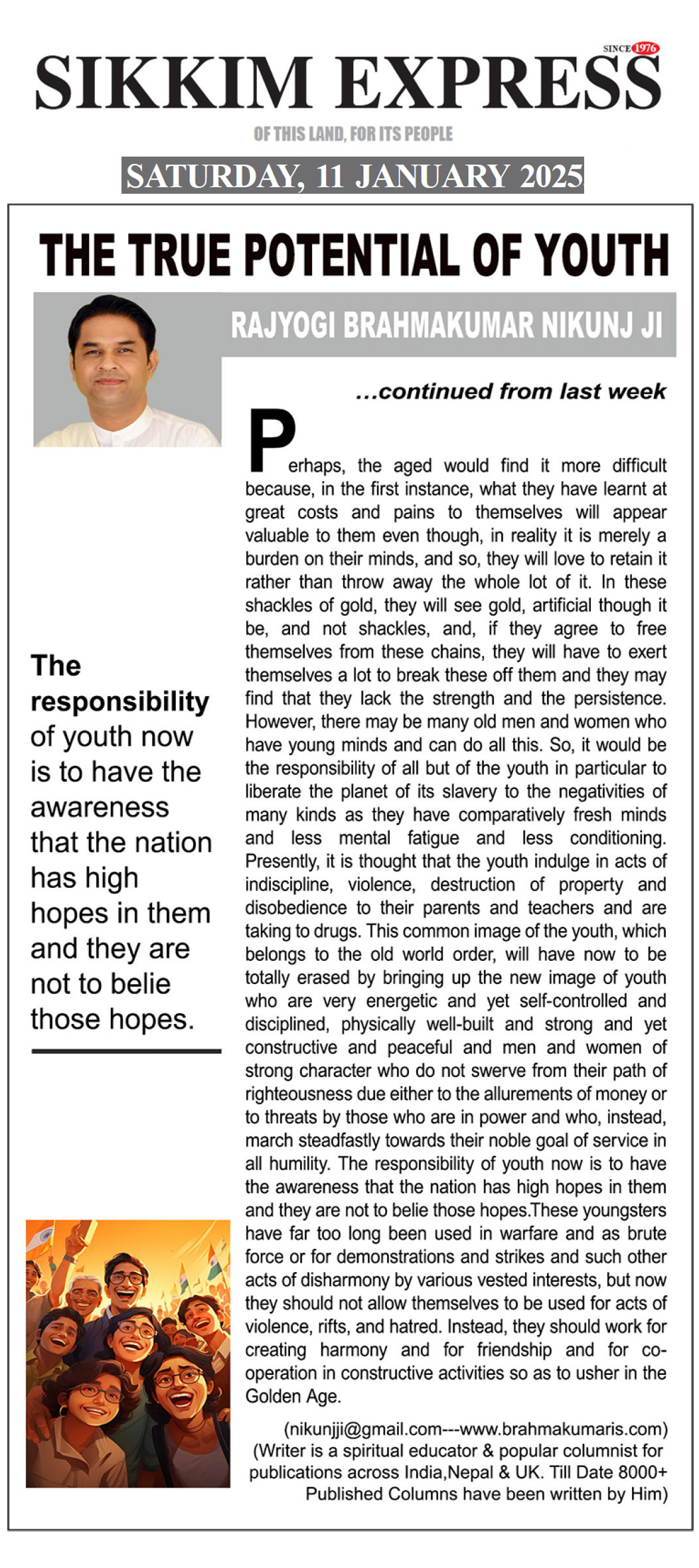 The True Potential Of Youth – Sikkim Express – Rajyogi Nikunj