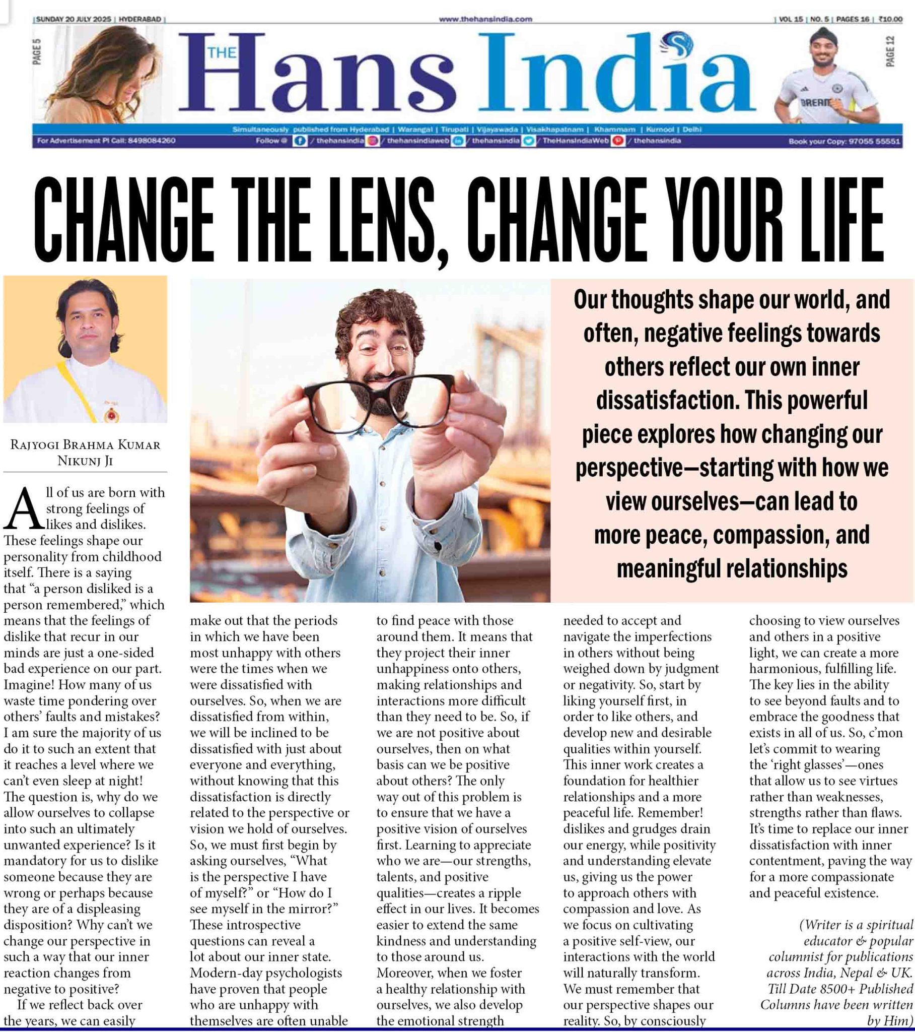 Change The Lens Change your Life -Hans India – Rajyogi Nikunj